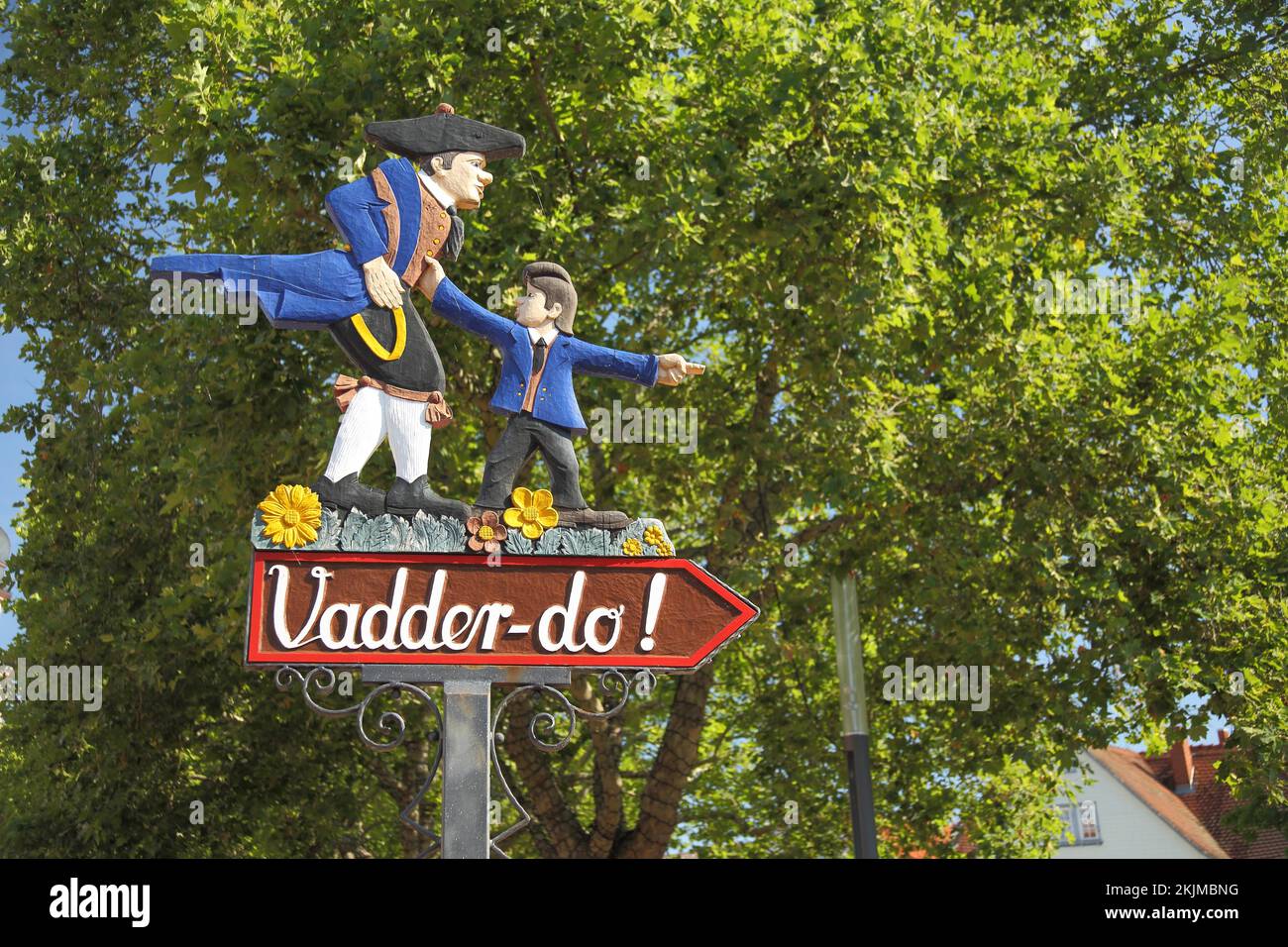Sign with figures and inscription Vadder-do in Hessian dialect, father ...