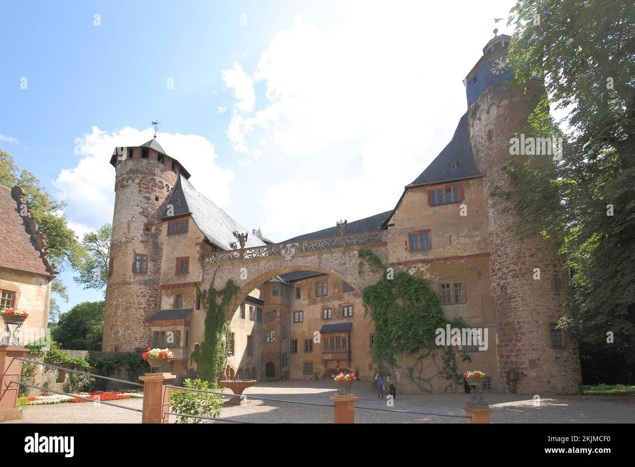 Inner courtyard and Fürstenau Castle, Steinbach, Michelstadt, Hesse ...
