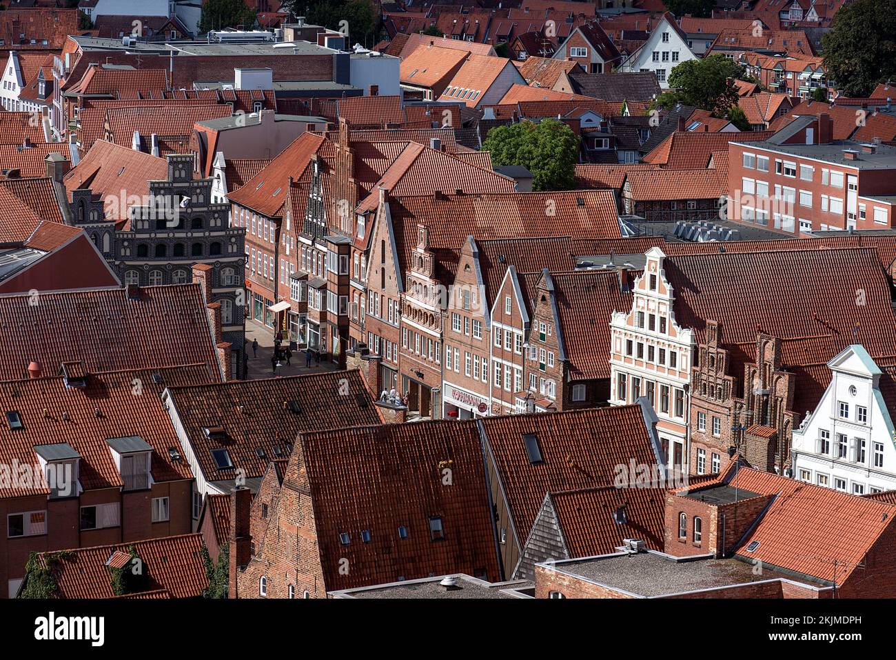 View of historic gabled houses from the former water tower Am Sande ...