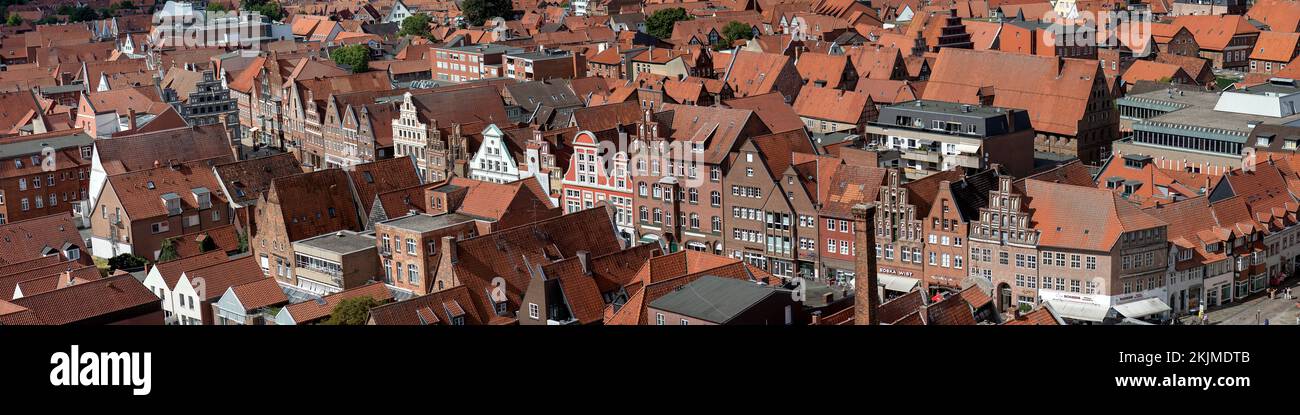 View of historic gabled houses from the former water tower Am Sande ...