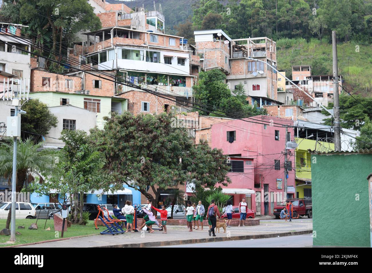 Favela, houses and people, Belo Horizonte, Minas Gerais, Brazil, South ...