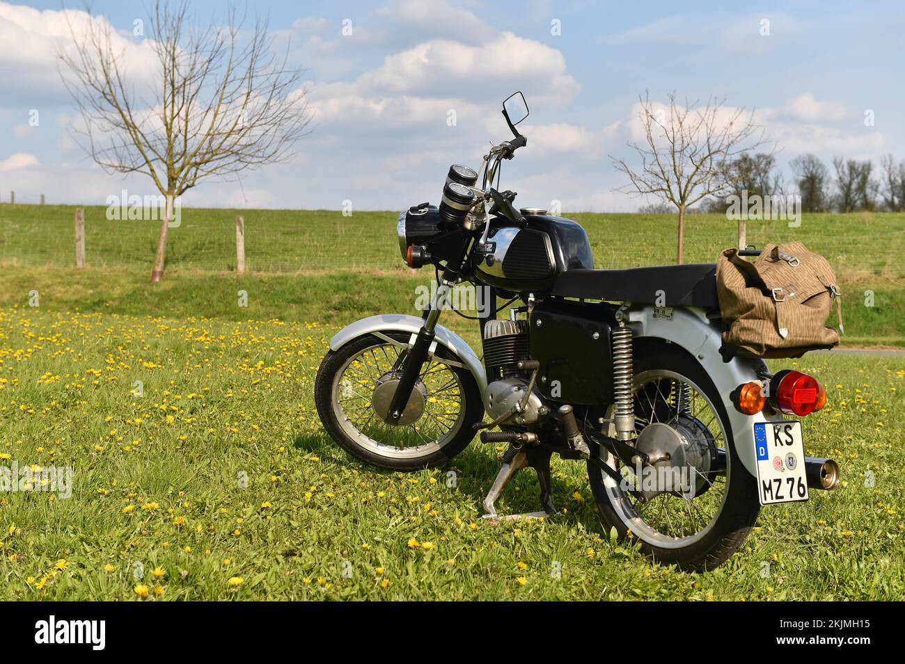 Vintage motorbike from the GDR MZ TS 150, Hesse, Germany, Europe Stock ...