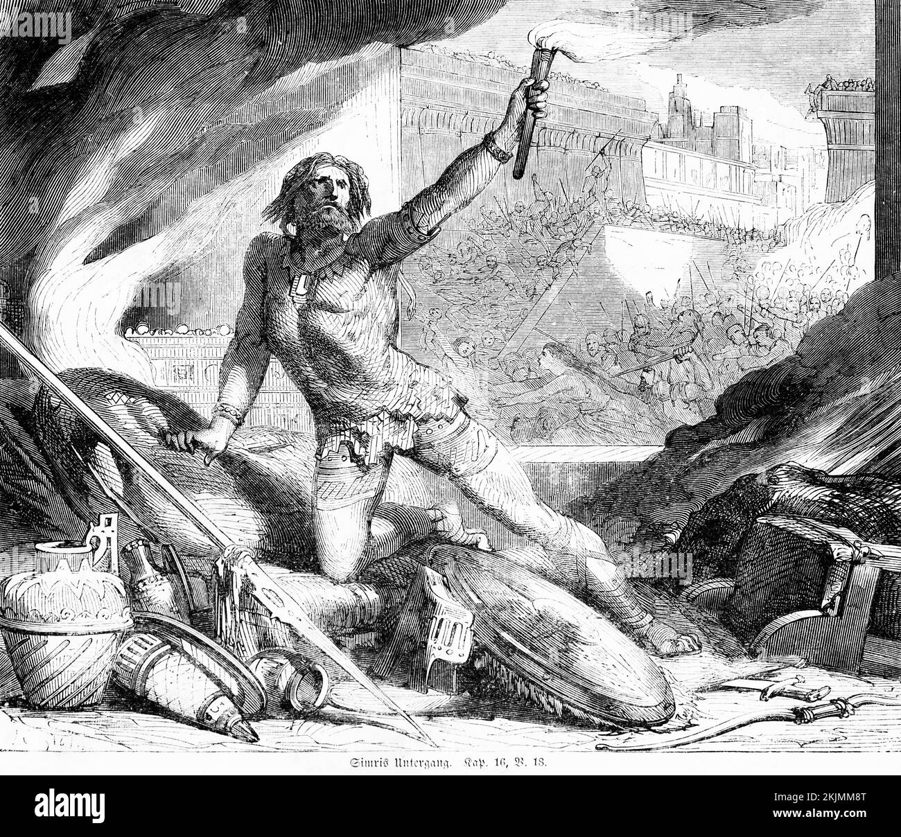 Simri's downfall, city, defeat, royal palace, burn, death, torch, fire ...