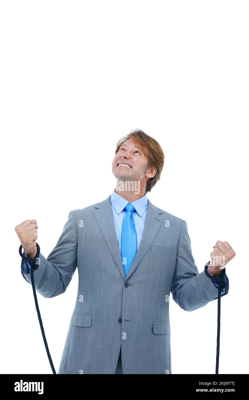 Back to business. Studio shot of a businessman isolated on white Stock ...