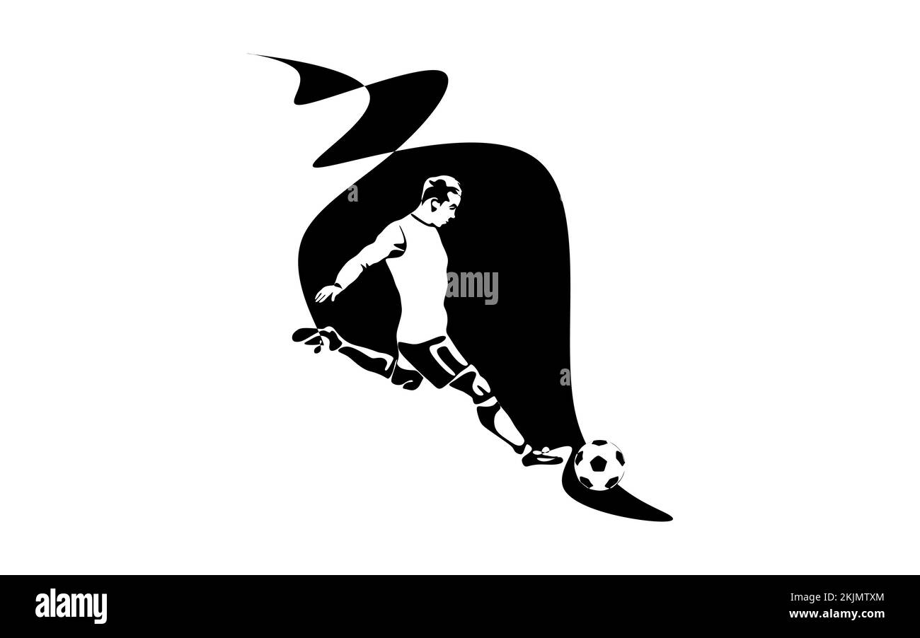 Football Player shooting a ball silhouette vector illustration Stock ...