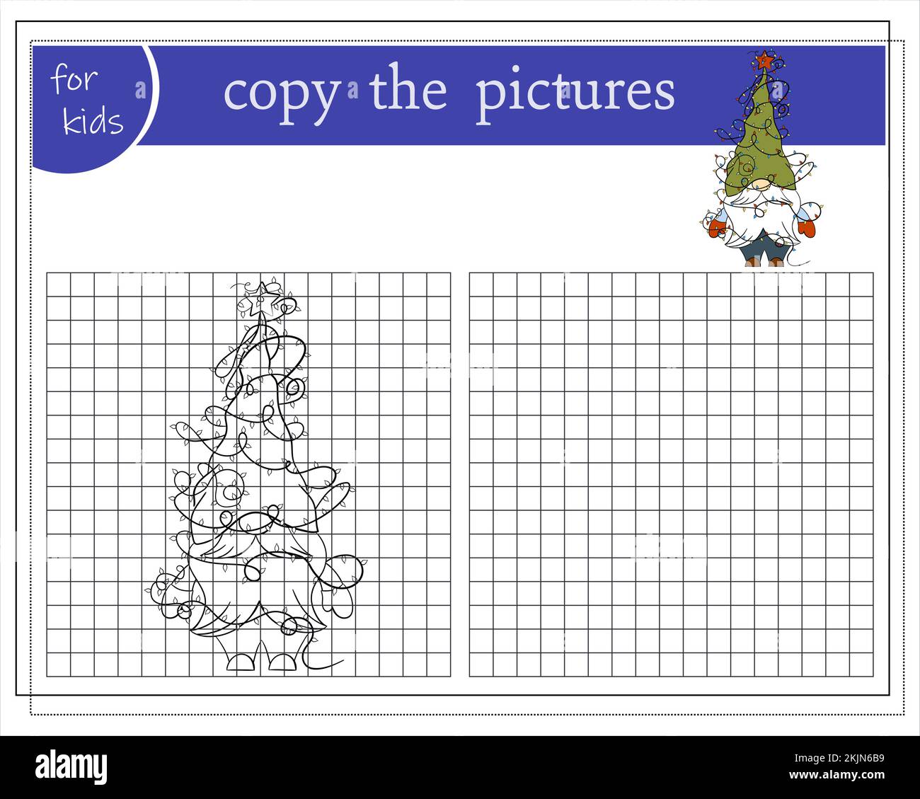 Copy the picture, educational games for children. Cartoon Christmas ...