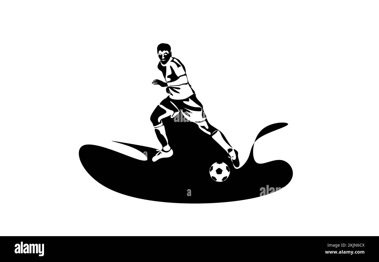Football Player shooting a ball silhouette vector illustration Stock ...