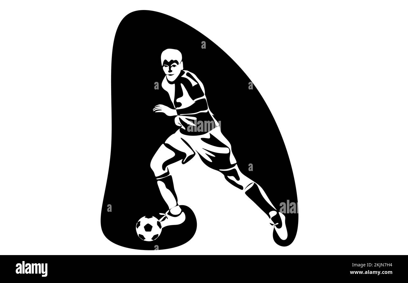 Football Player shooting a ball silhouette vector illustration Stock ...