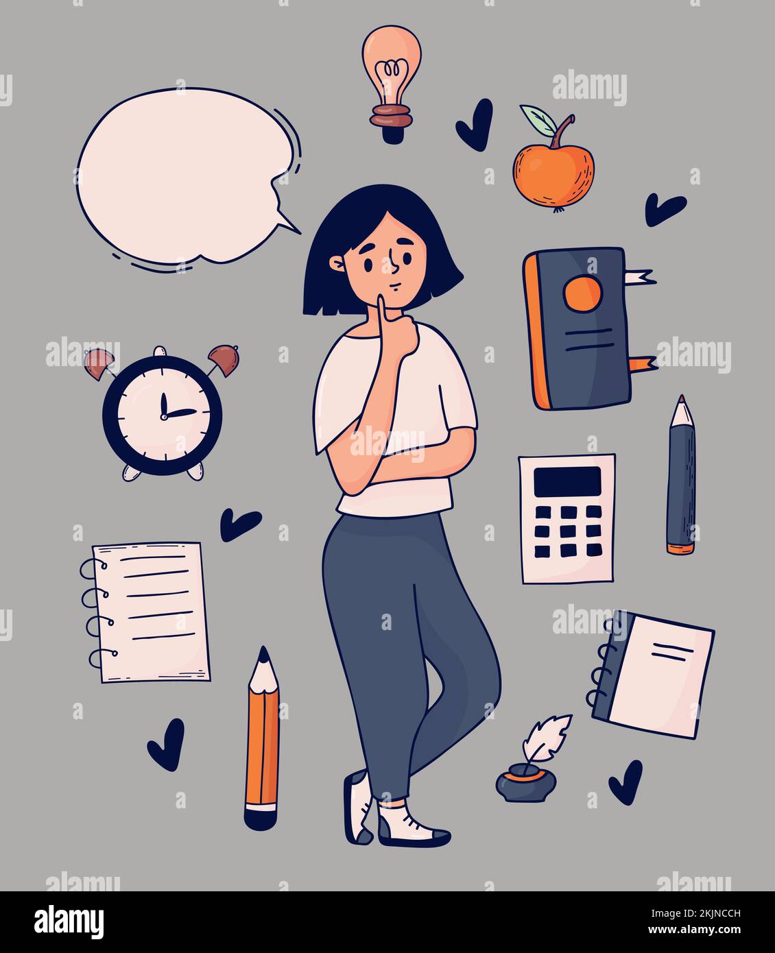 Woman thinking alarm clock Stock Vector Images - Alamy