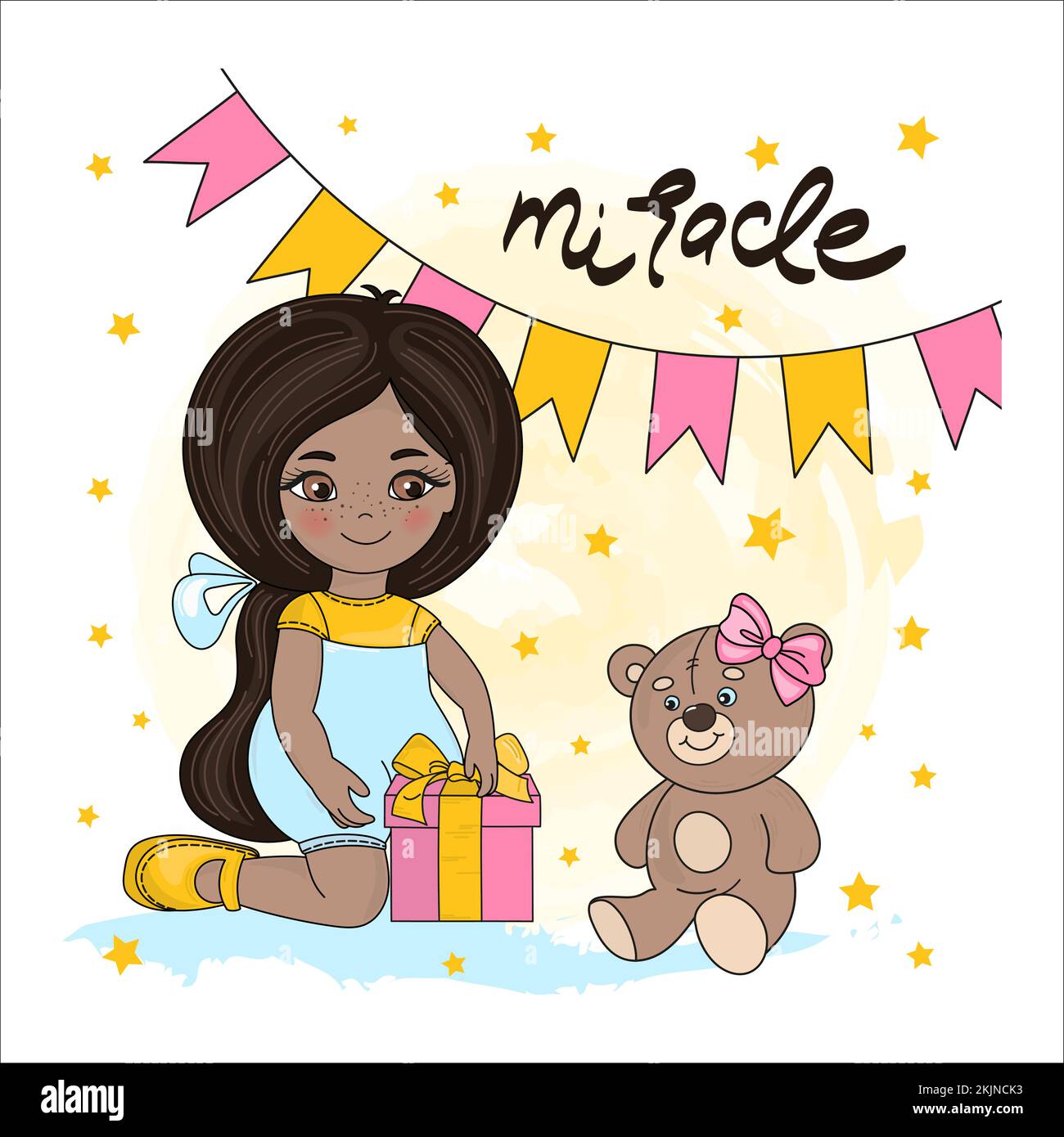 GIRL MIRACLE Valentine Day Children Holiday Cartoon Clip Art Vector ...