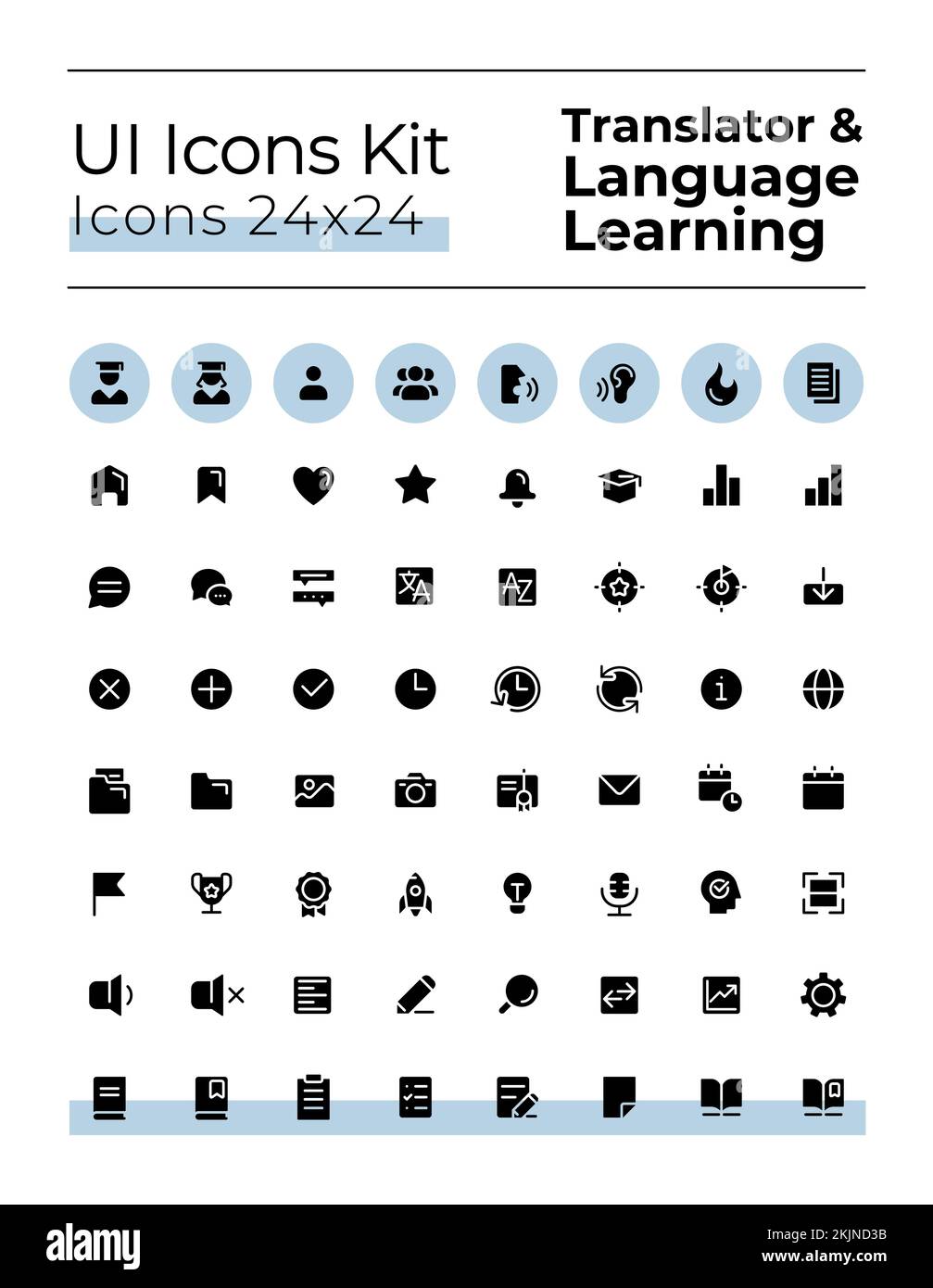 Language learning white glyph Cut Out Stock Images & Pictures - Alamy