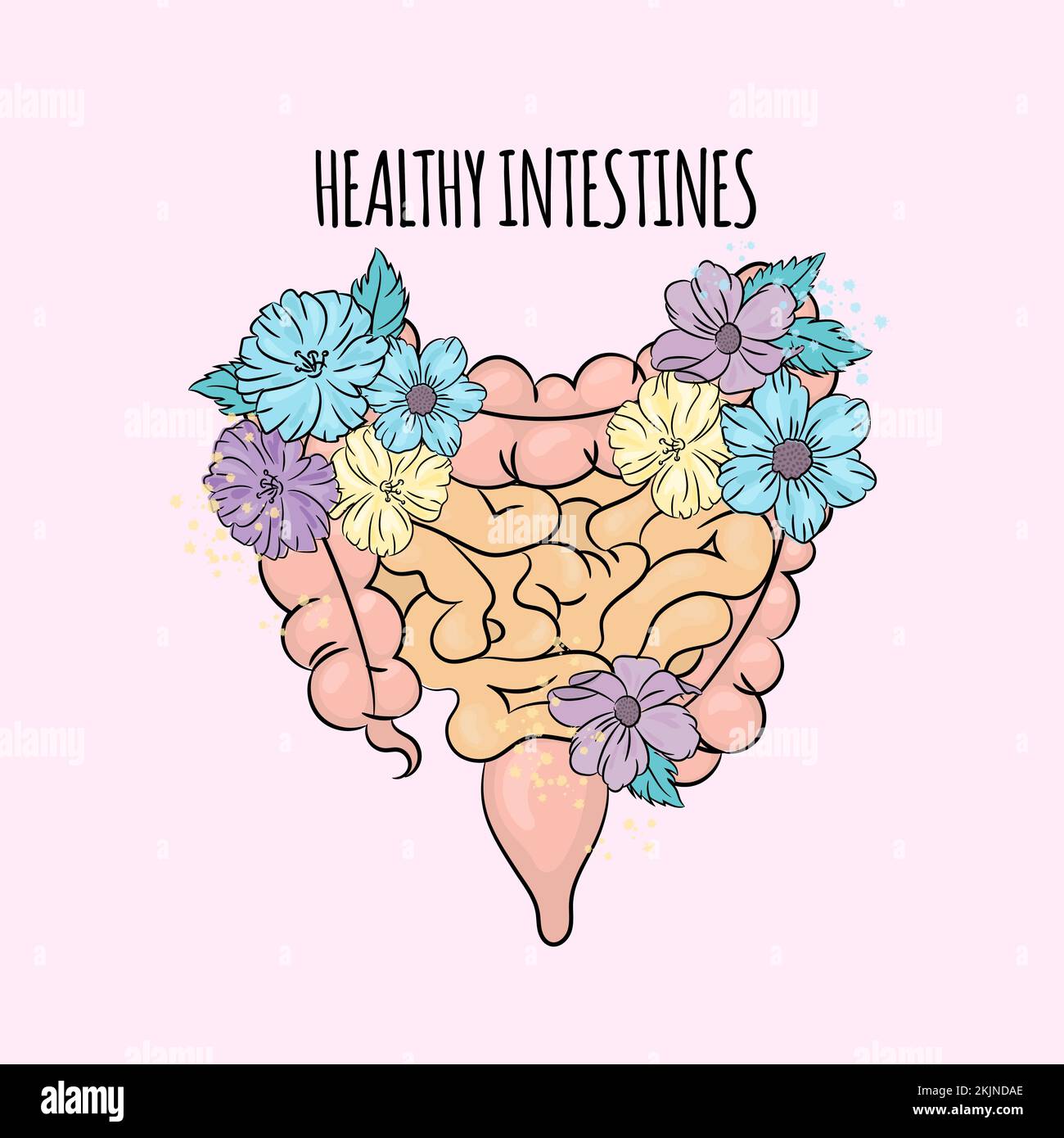 GOOD INTESTINES Medicine Human Health Lifestyle Holiday Floral Vector ...