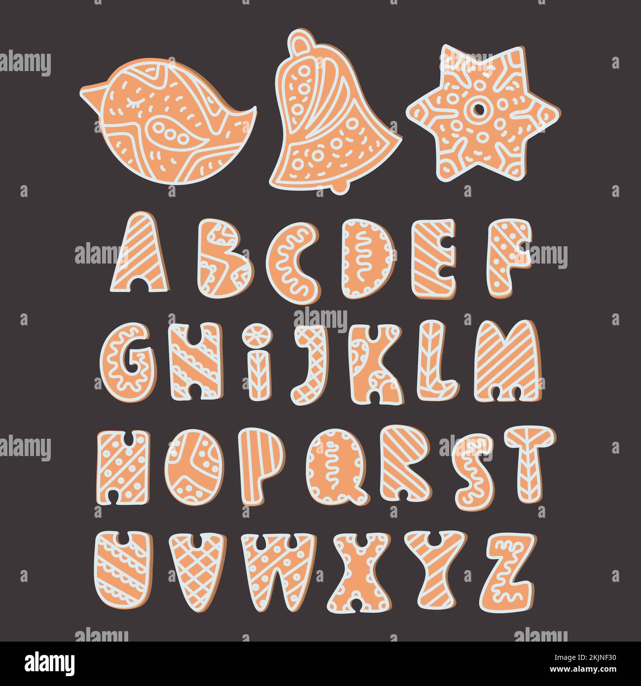 GINGERBREAD LETTER SET New Year Merry Christmas Dessert Alphabet ...