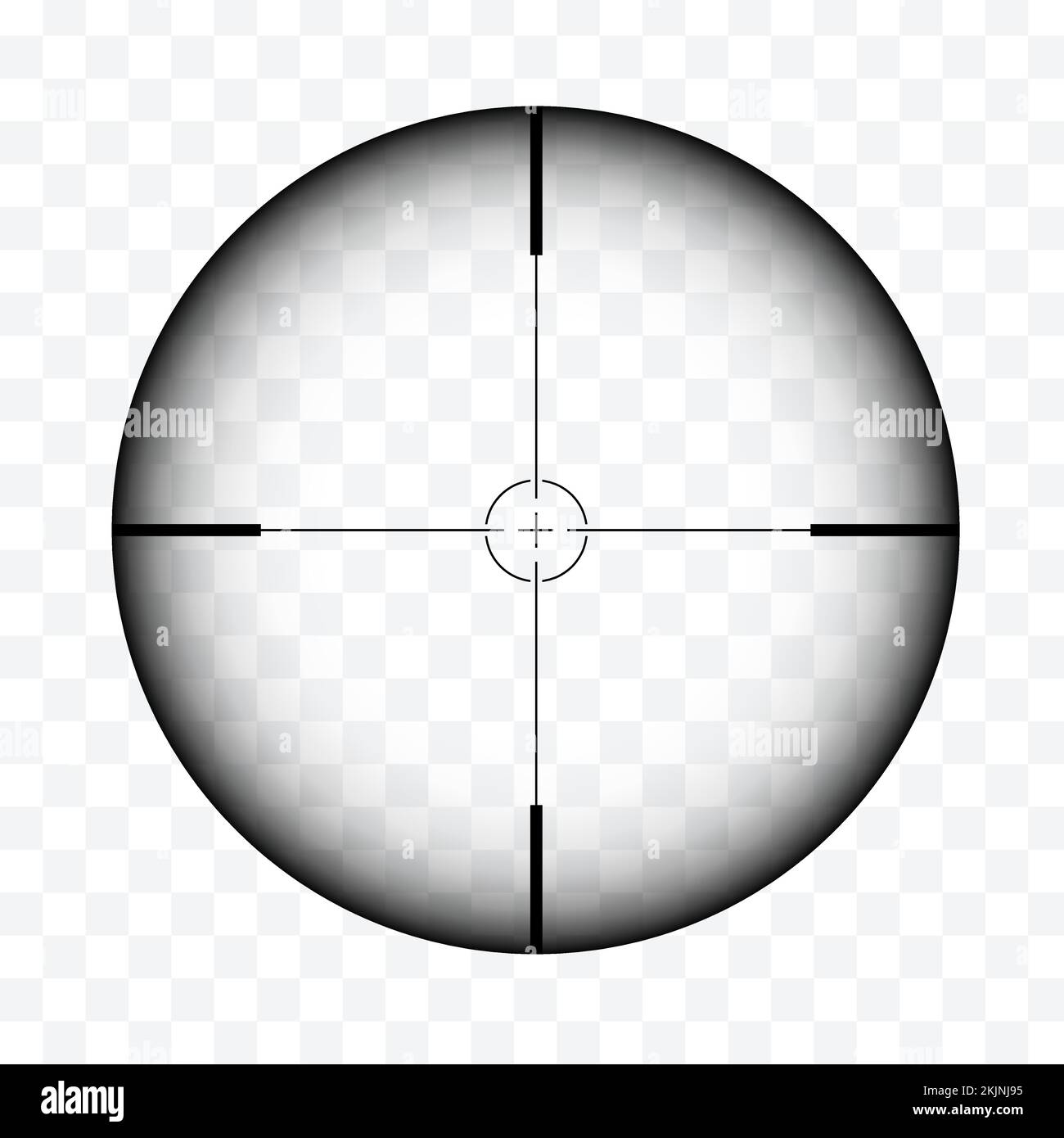 Realistic illustration of sniper rifle circular sight with crosshairs on transparent background ...