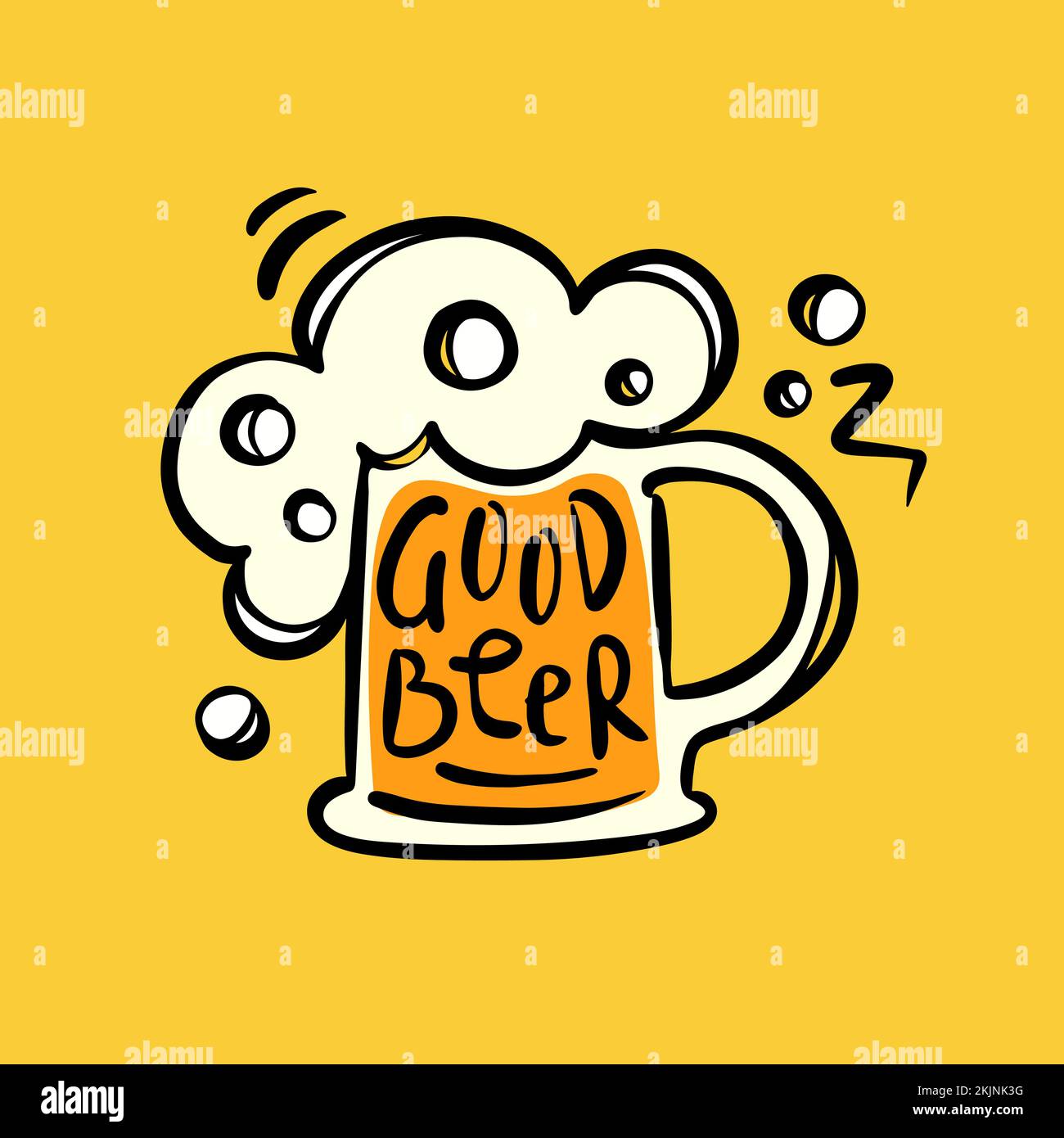 GOOD BEER TEXT Tasty Drink In Mug With Foam And Handwritten Motto On ...