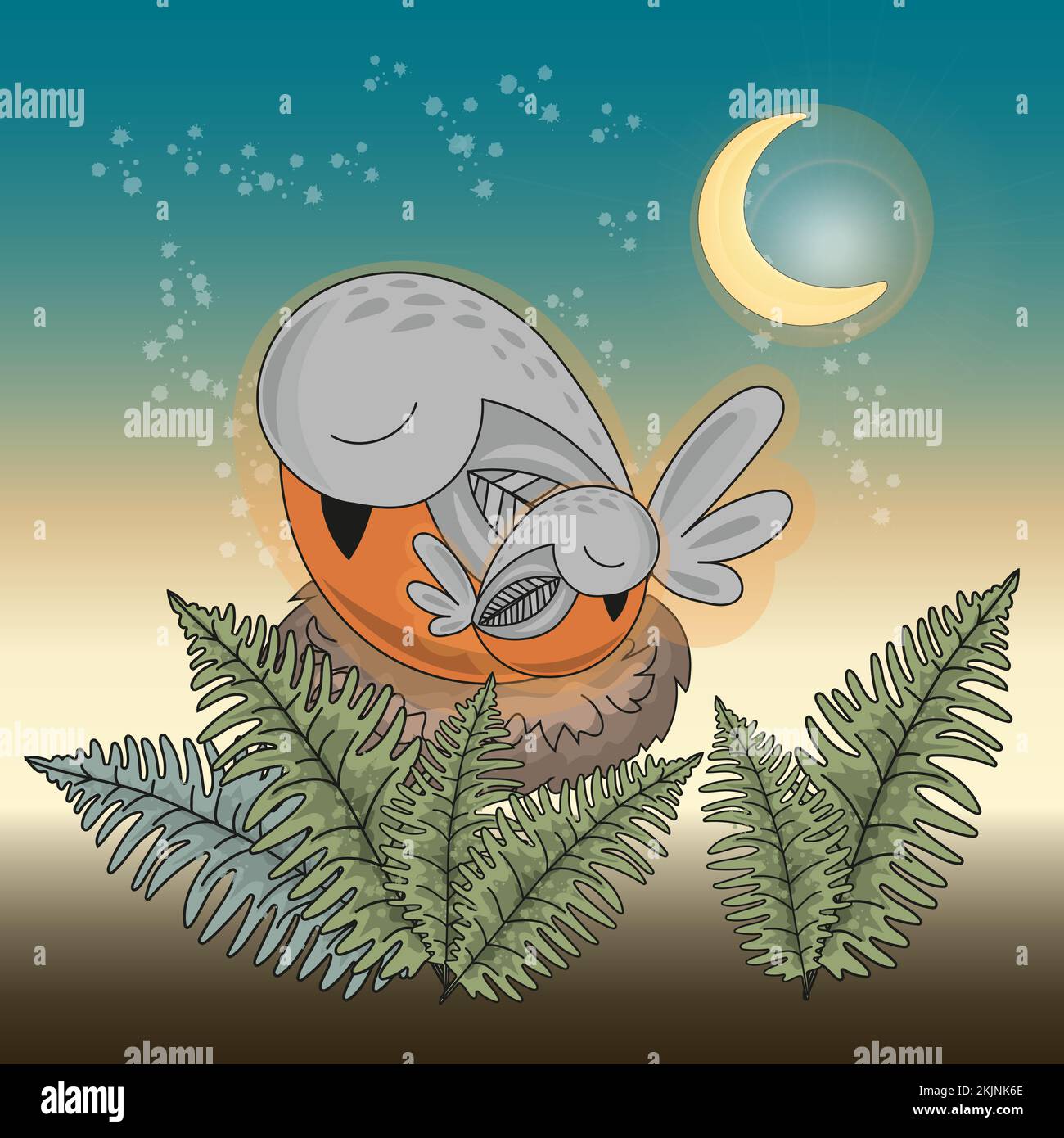 GOOD NIGHT BIRD Cartoon Forest Animal Vector Illustration Set For Print ...