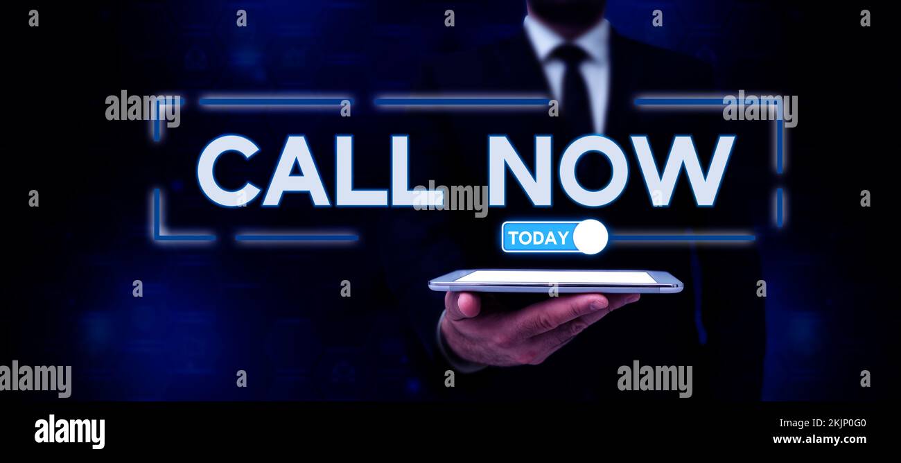Conceptual caption Call Now. Concept meaning To immediately contact a ...