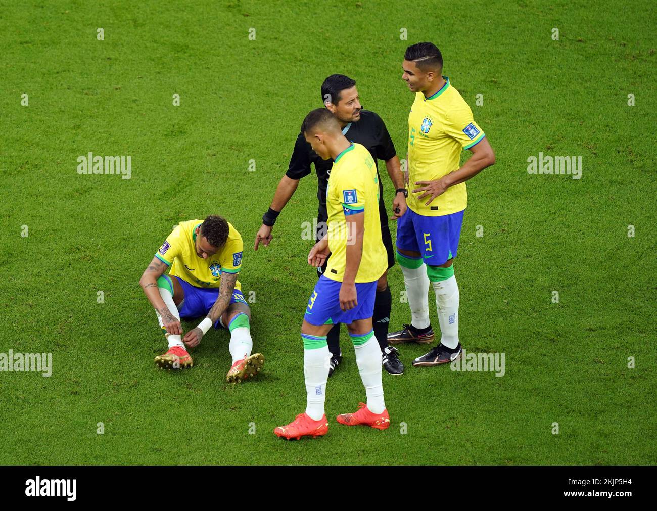 Brazil's Neymar sits injured before being substituted during the FIFA ...