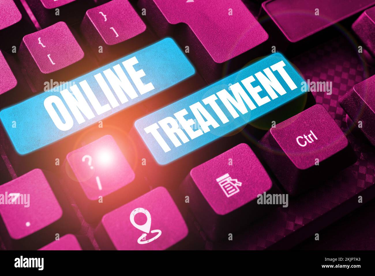 Text showing inspiration Online Treatment. Word for delivery of mental ...