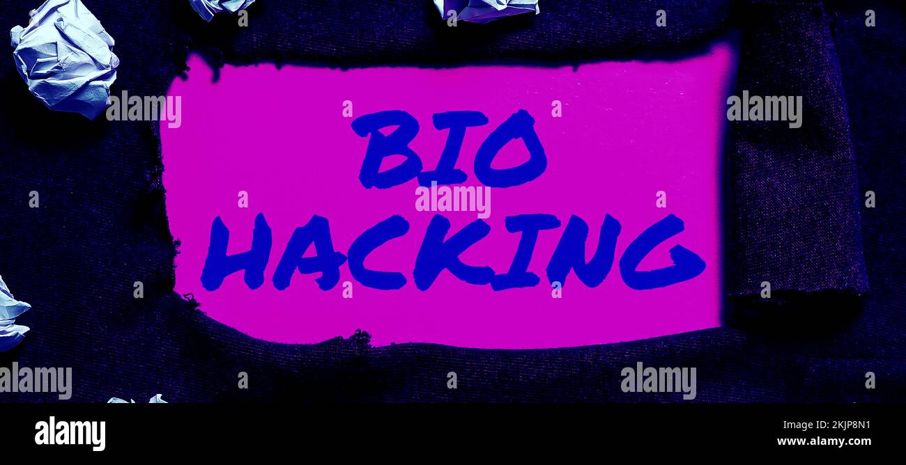 Text showing inspiration Bio Hacking. Word for exploiting genetic ...