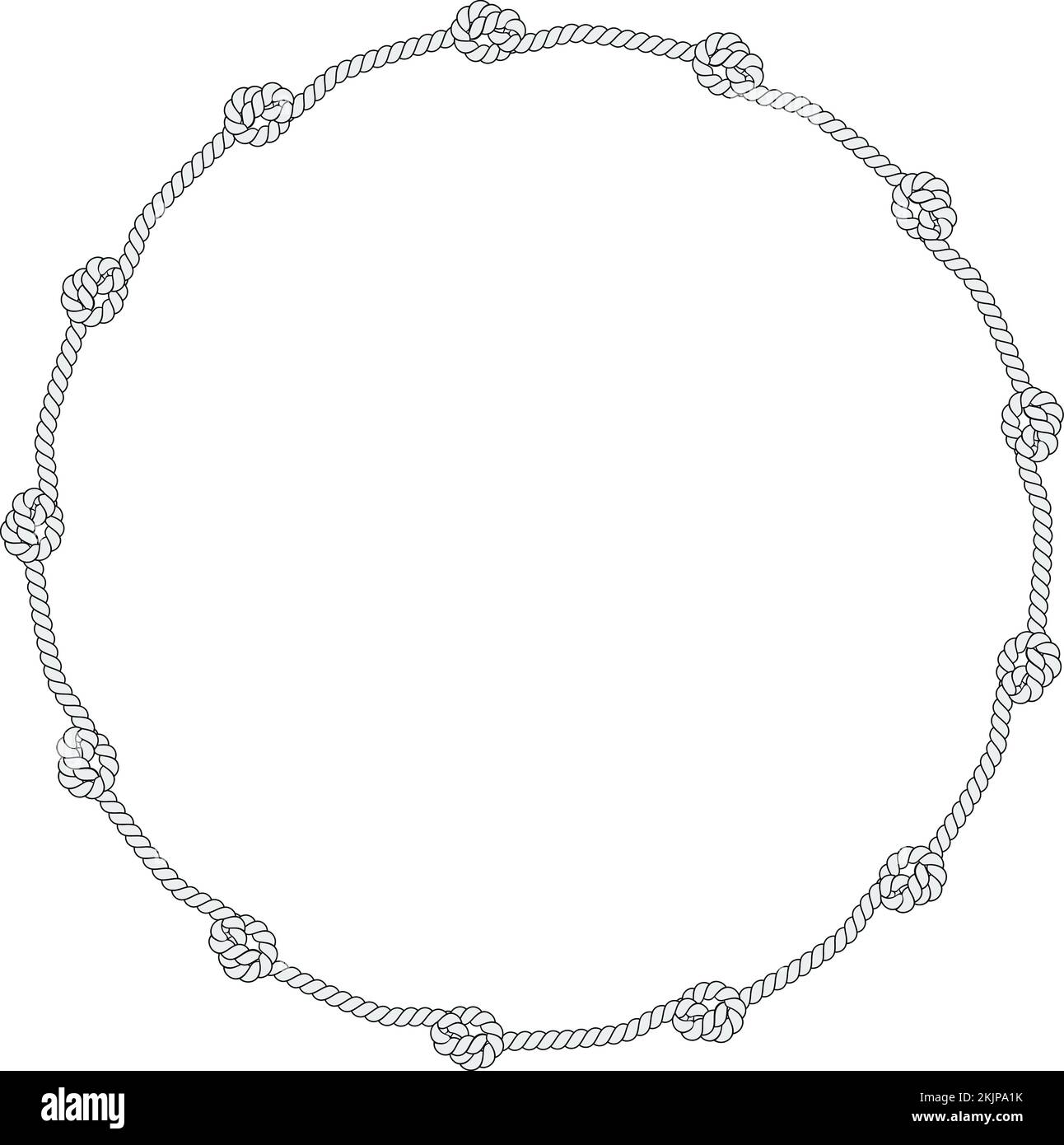 Round rope frame isolated on white background. Twisted cord Stock ...