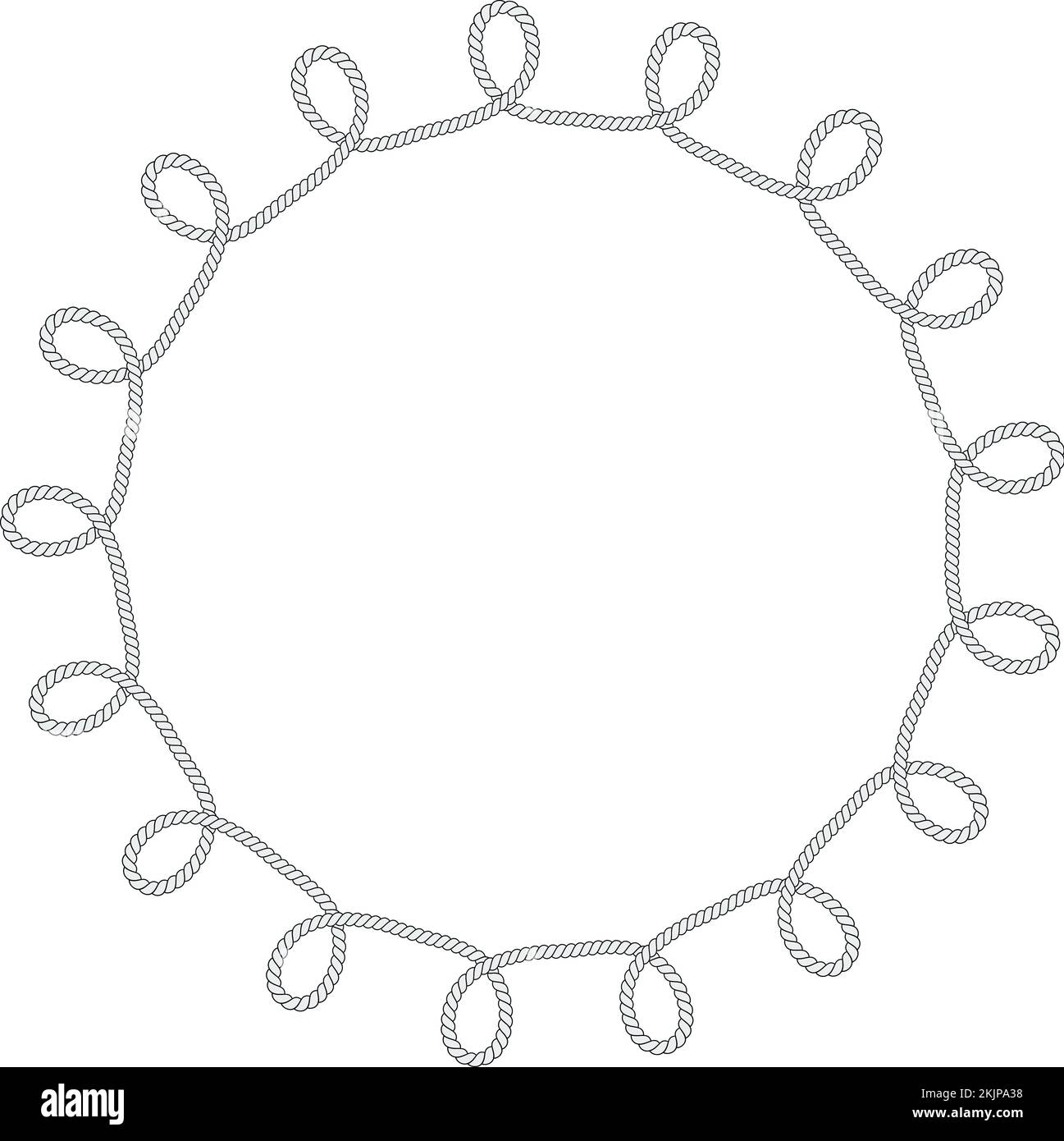 Round rope frame isolated on white background. Twisted cord Stock ...