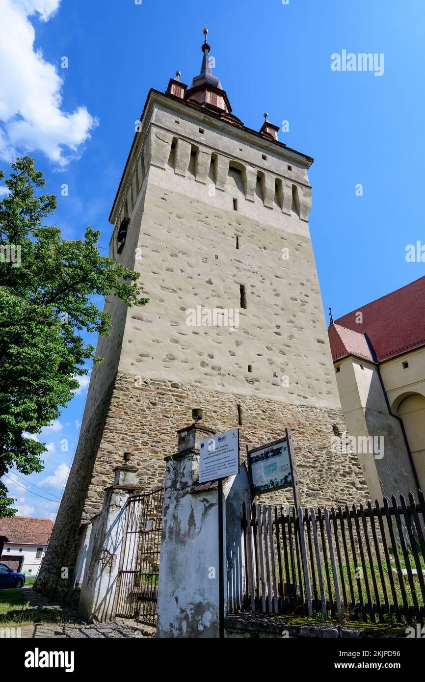 Old stone tower at St. Stephen Fortified Church (Biserica Fortificata ...