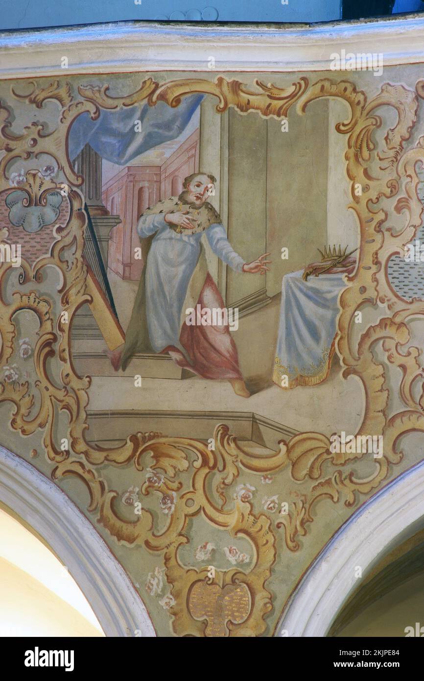 King David, fresco in the parish church of Our Lady of Snow in Kutina ...