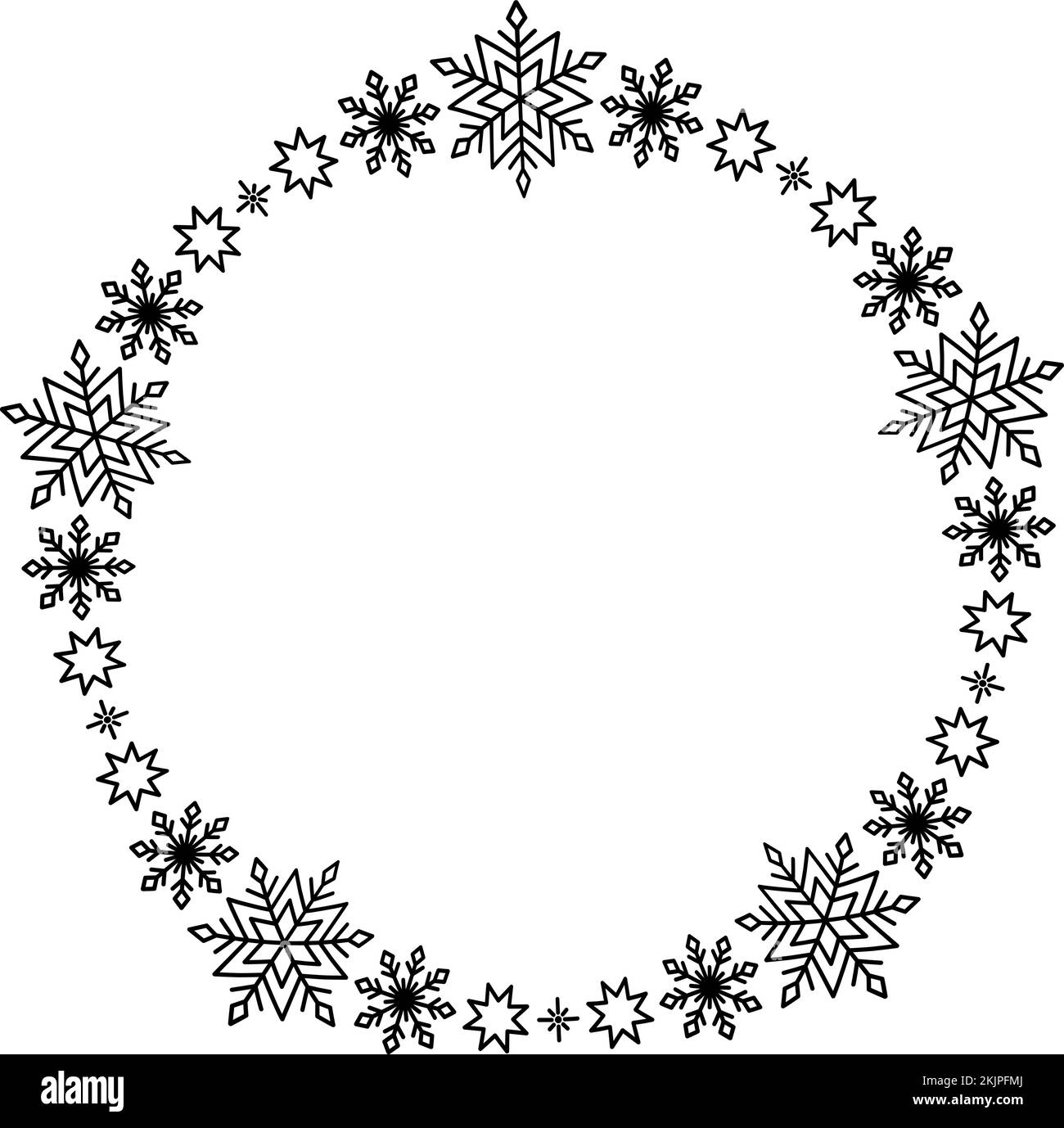 Snowflake circle frame. Winter snowflake round border Stock Vector ...