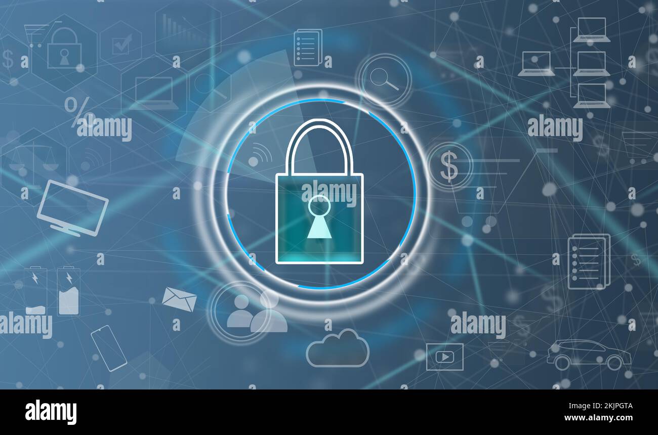 virtual security icons. Cloud technology management big data include ...