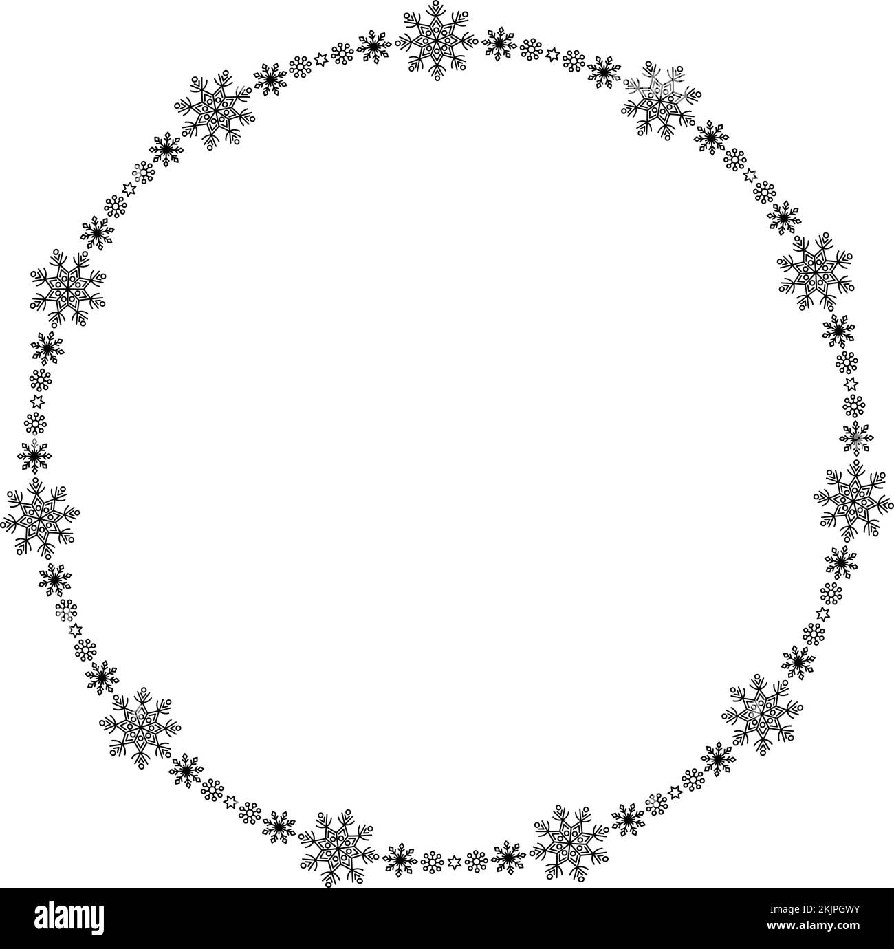 Snowflake circle frame. Winter snowflake round border Stock Vector ...