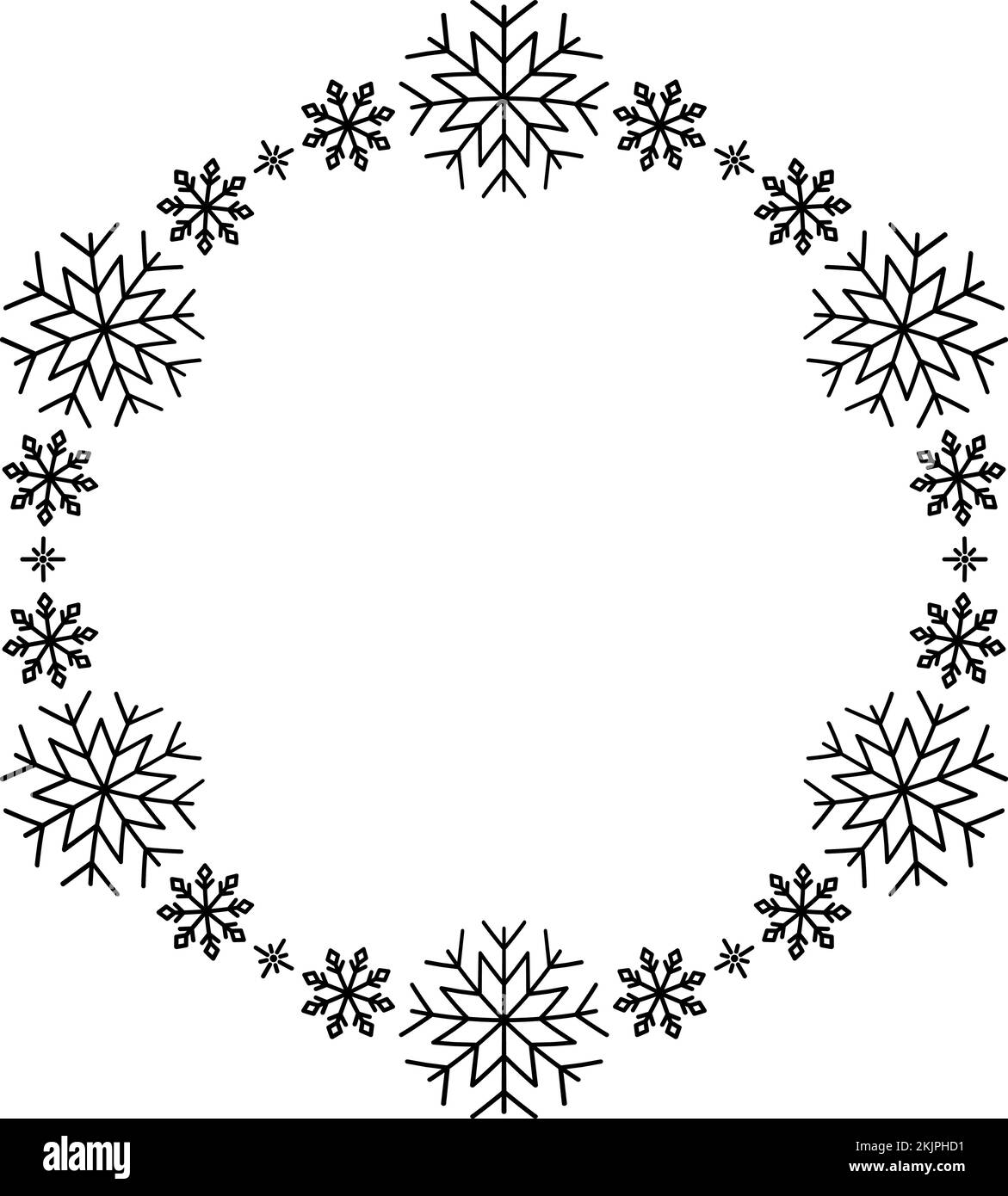 Snowflake circle frame. Winter snowflake round border Stock Vector ...
