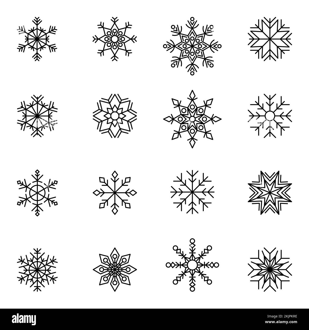 Winter snowflake silhouette collection for Christmas design Stock ...