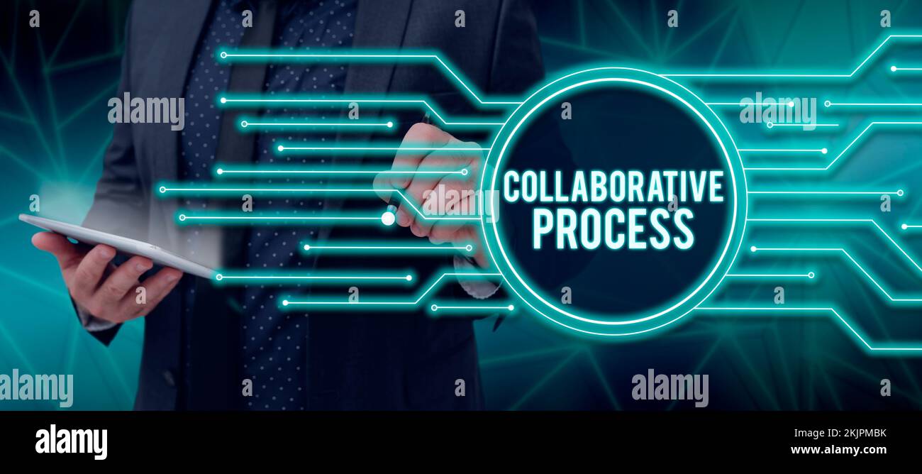 Sign displaying Collaborative Process. Business approach people and ...