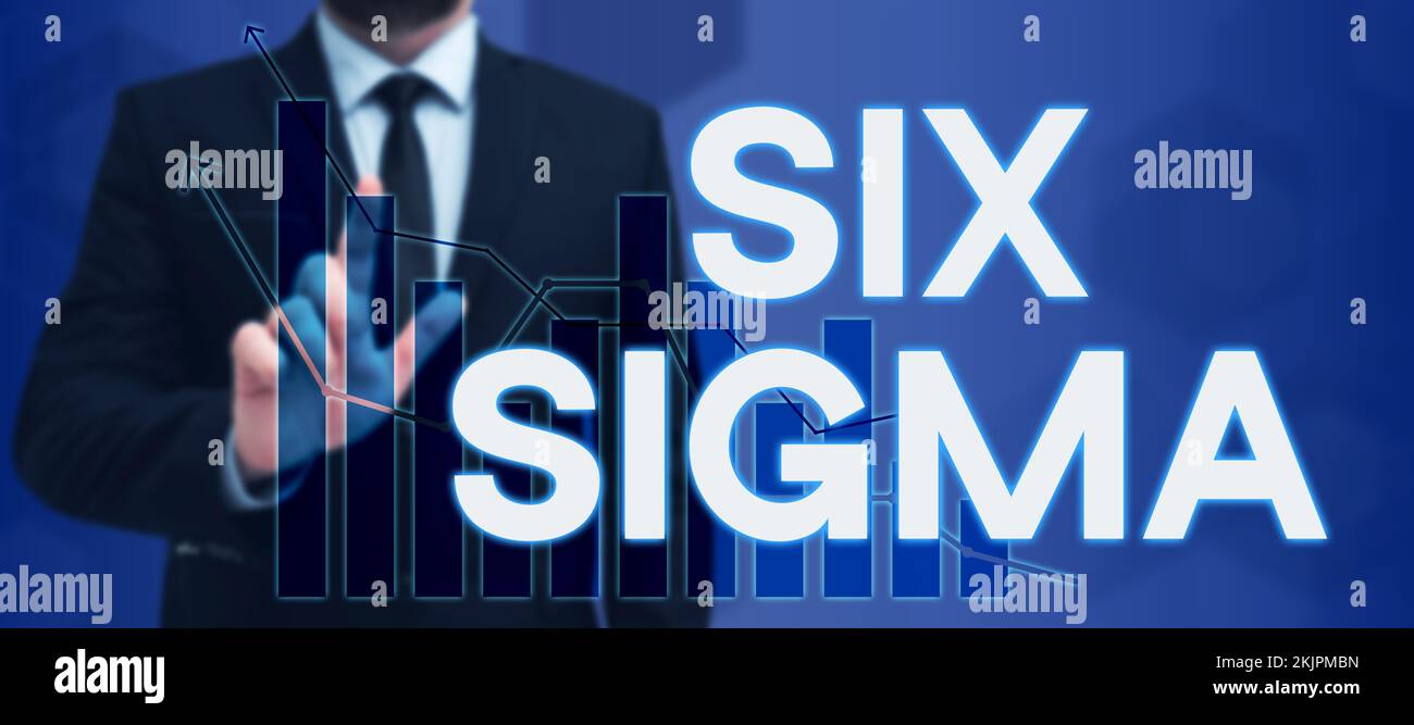 Hand writing sign Six Sigma. Conceptual photo management techniques to ...