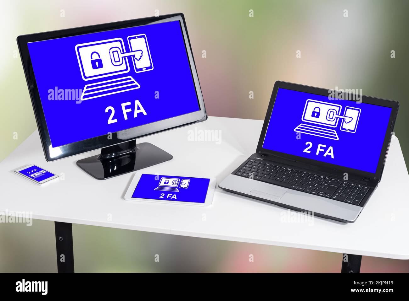 2fa concept shown on different information technology devices Stock ...