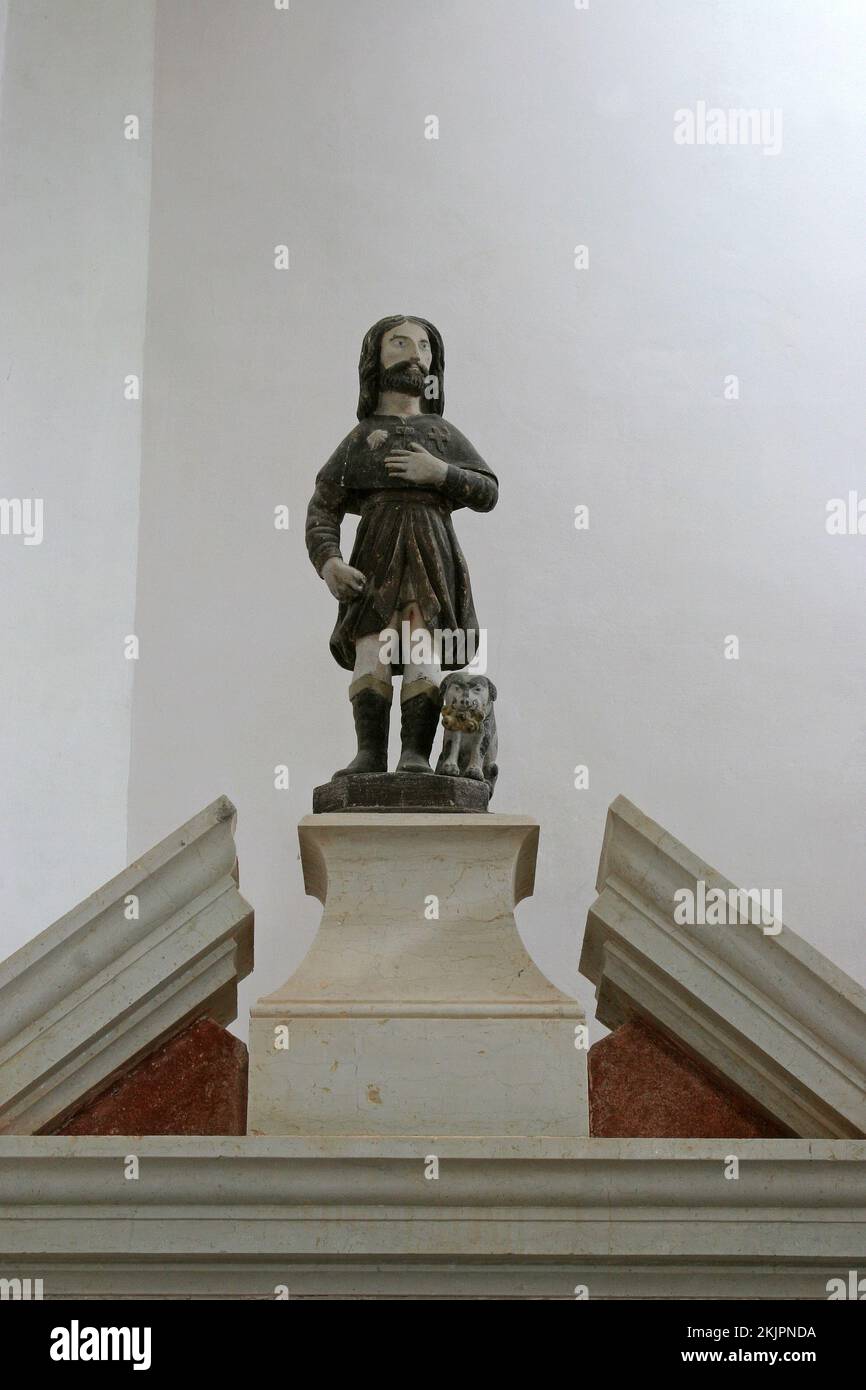 Saint Roch, statue on the main altar in the parish church of St. Roch ...