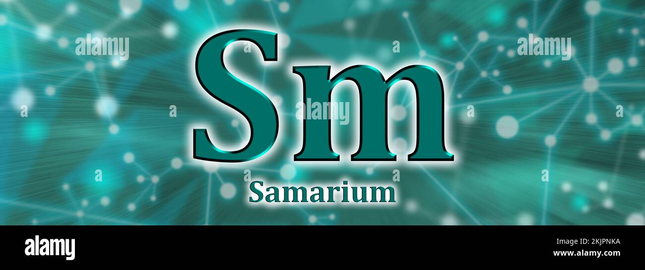 Sm symbol. Samarium chemical element on green network background Stock ...