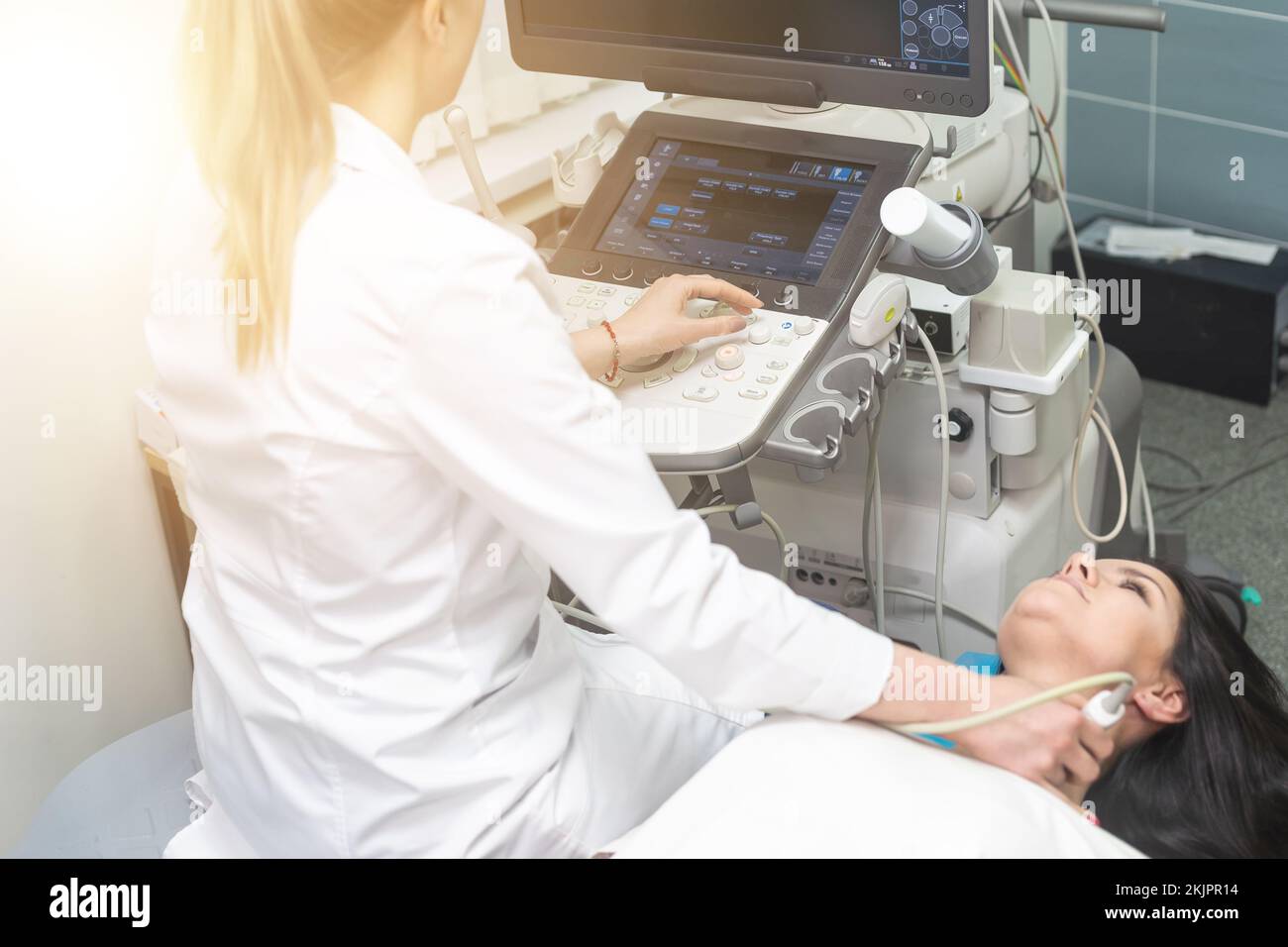 Doctor and patient. Ultrasound equipment. Diagnostics. Sonography Stock ...