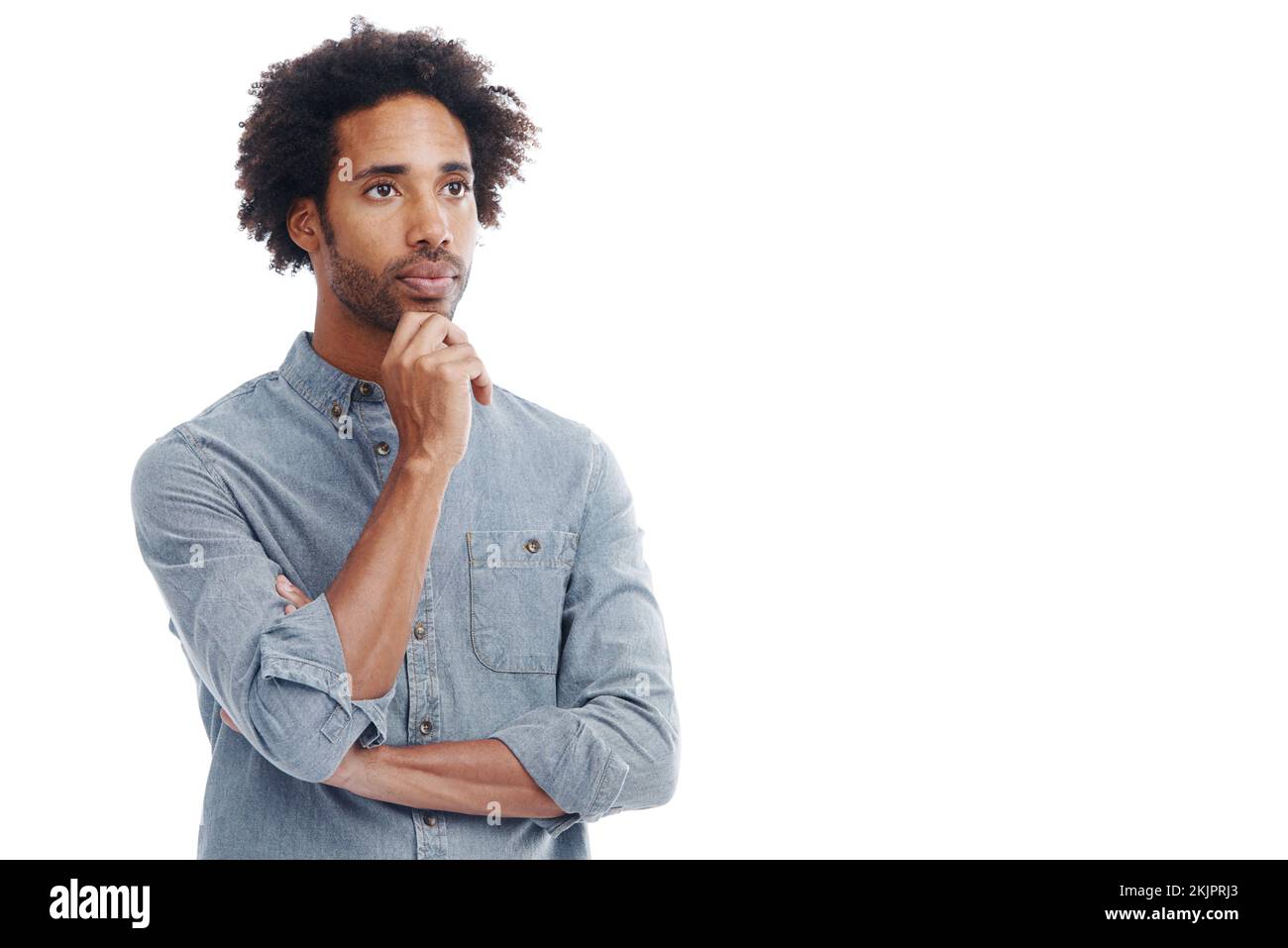 Every thought we think is creating our future. Studio shot of a ...