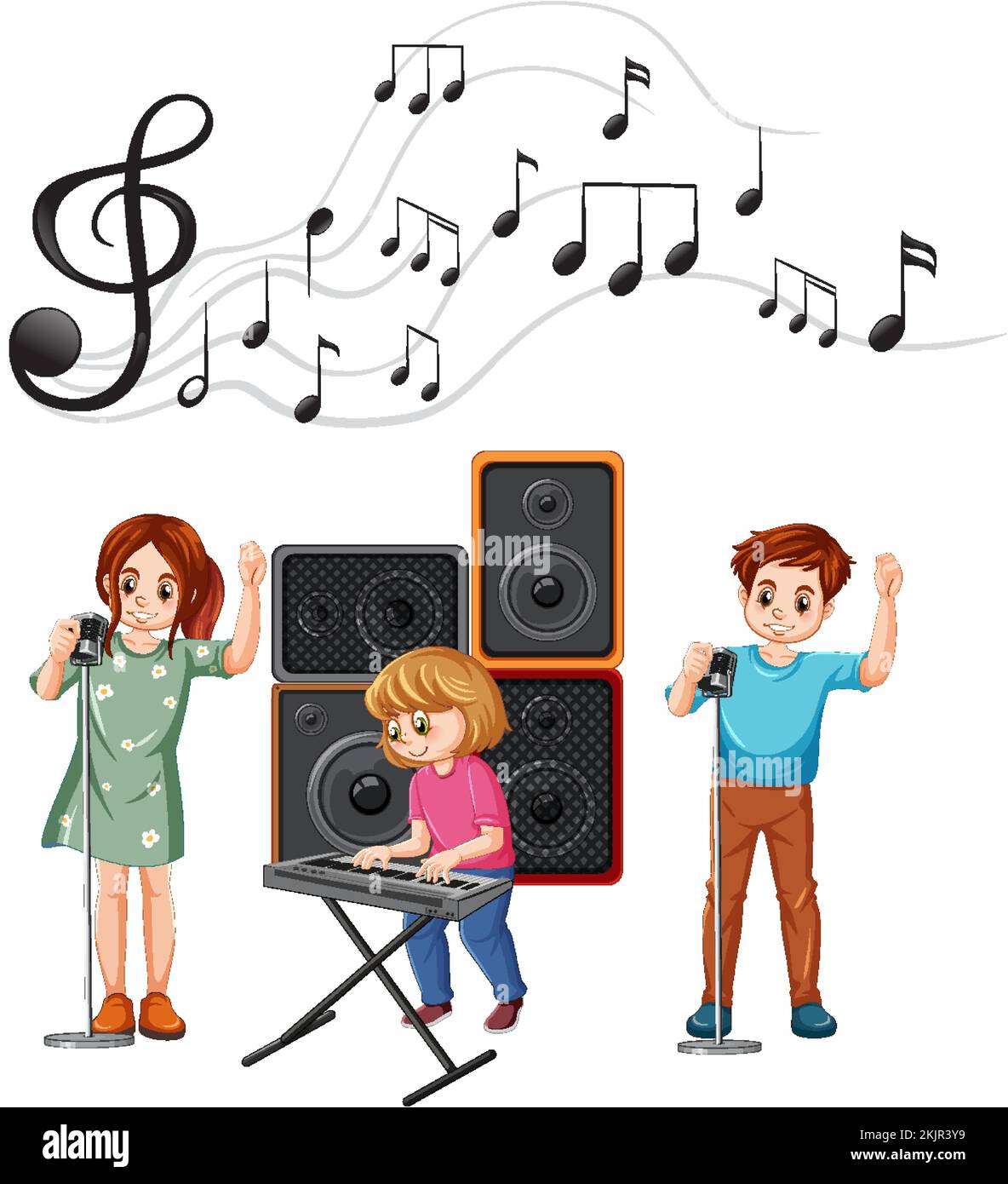 Music band kids cartoon illustration Stock Vector Image & Art - Alamy