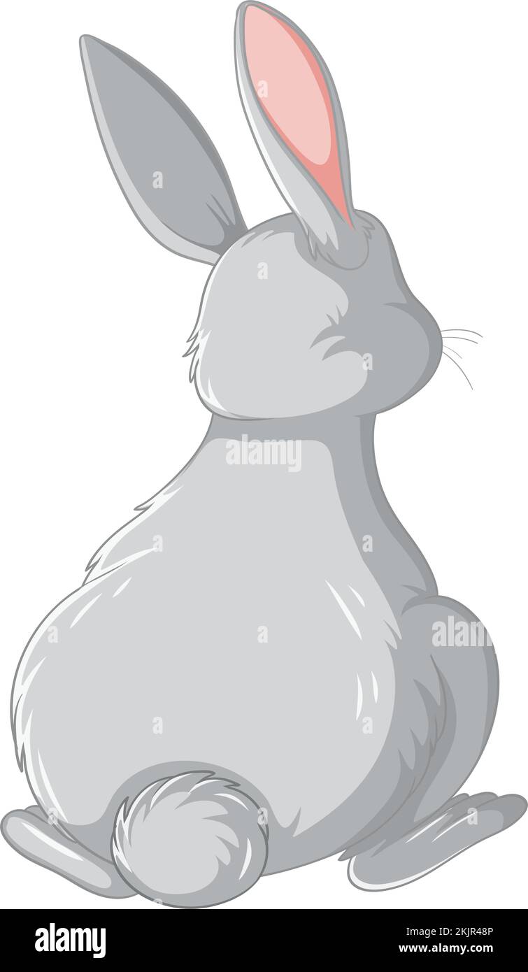 Cute grey rabbit cartoon character illustration Stock Vector Image ...