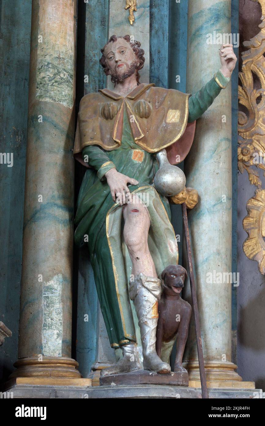 Saint Roch, statue on the altar of Saint Isidore the Laborer in the ...