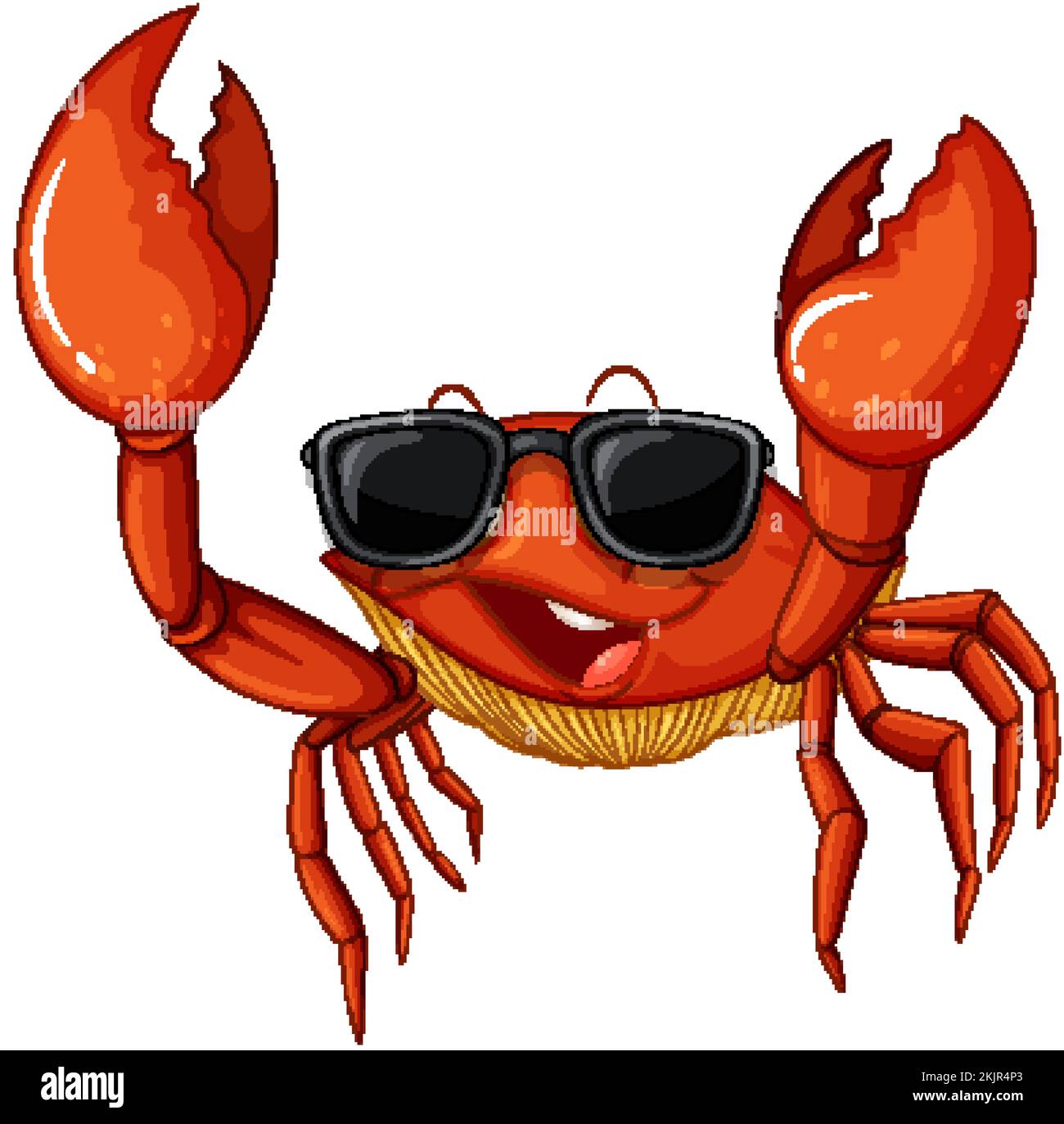 Cute crab cartoon character wearing sunglasses illustration Stock ...