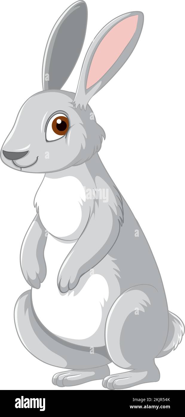 Cute grey rabbit cartoon character illustration Stock Vector Image ...