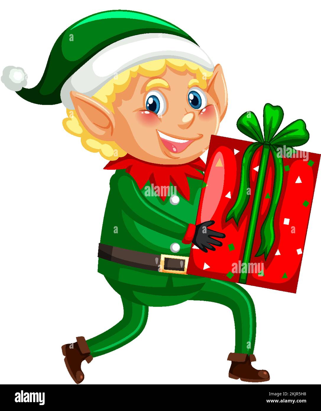 Little elf holding Christmas gift illustration Stock Vector Image & Art ...