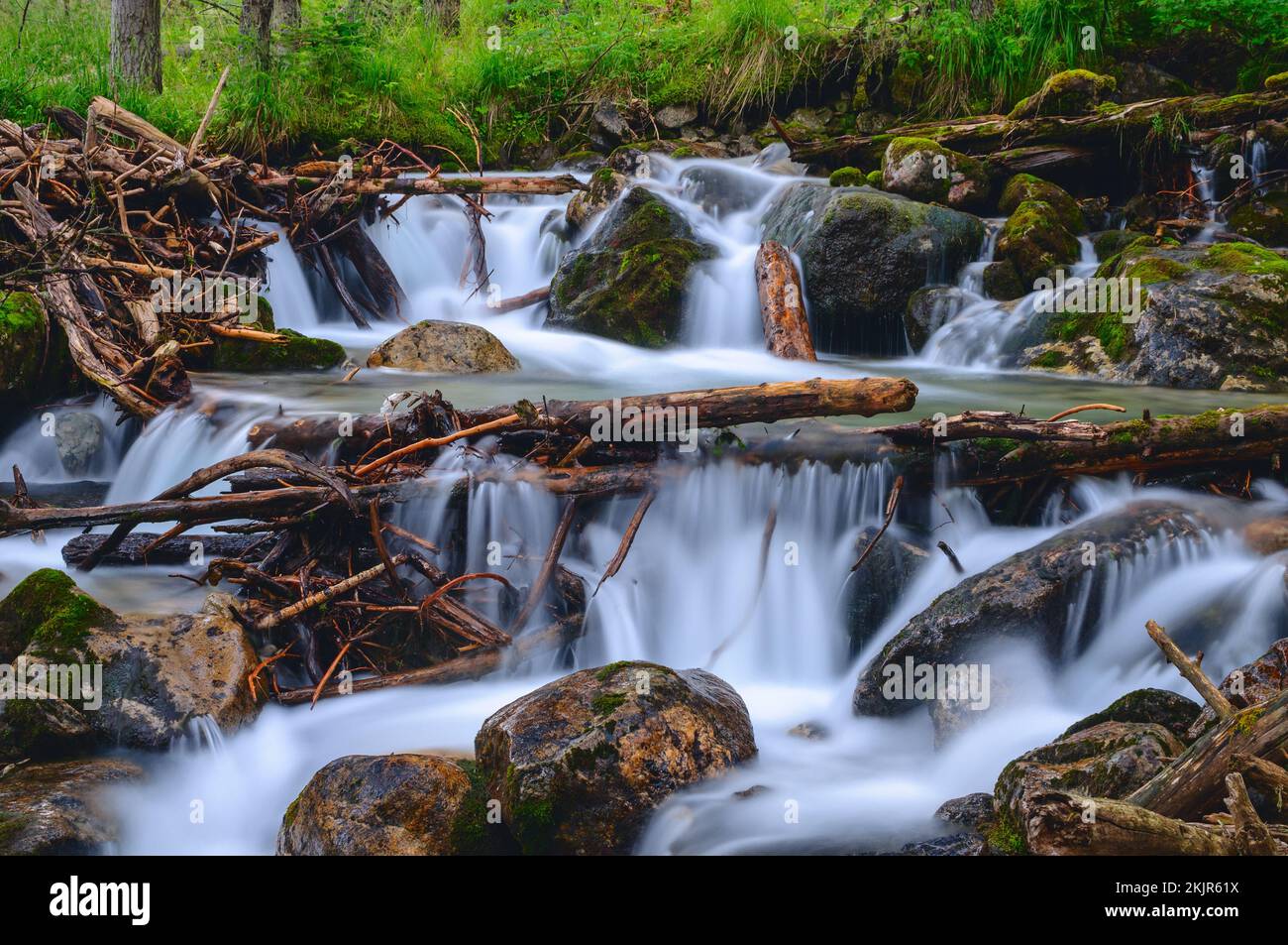 Mountain waterfall in Belaya river, Caucasus mountains, Russia Stock ...