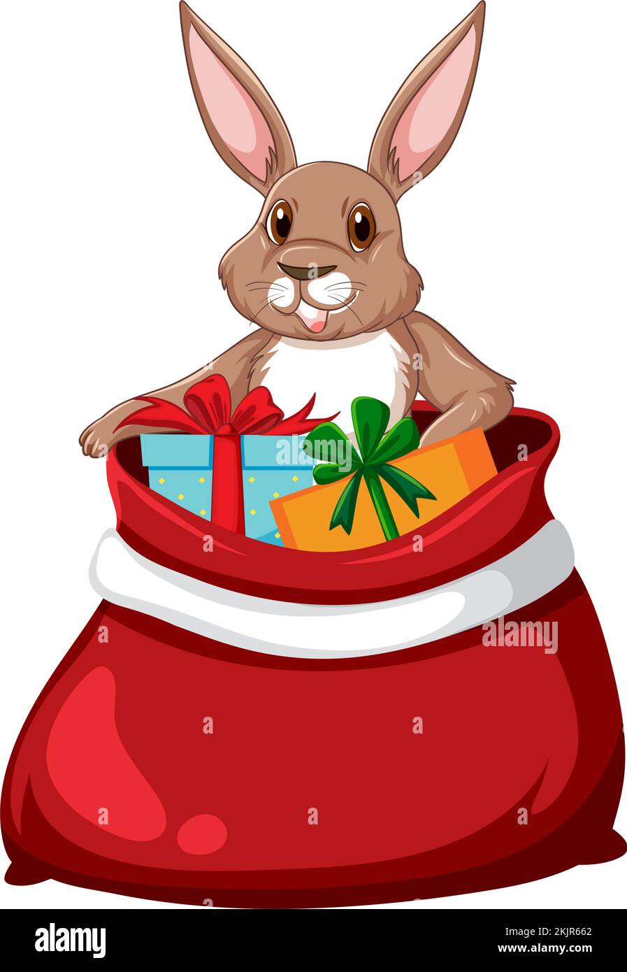 Rabbit cartoon character with gift bag illustration Stock Vector Image ...