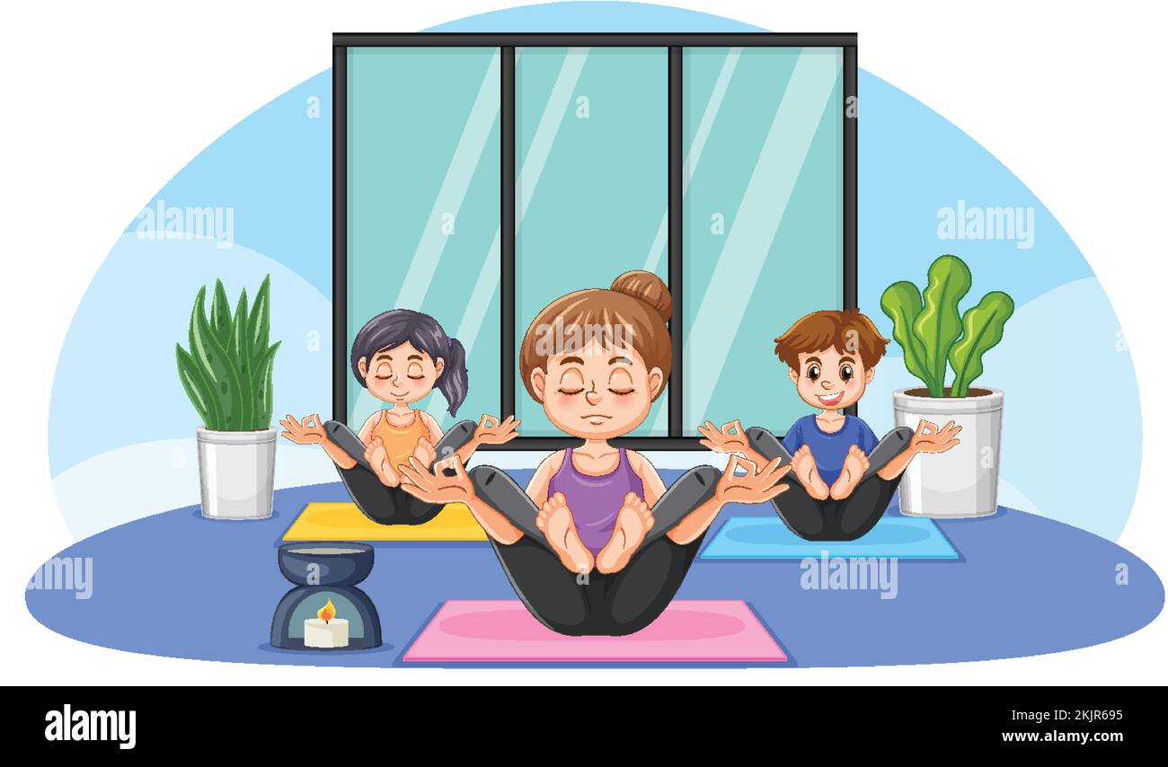 Group of people practicing yoga illustration Stock Vector Image & Art ...
