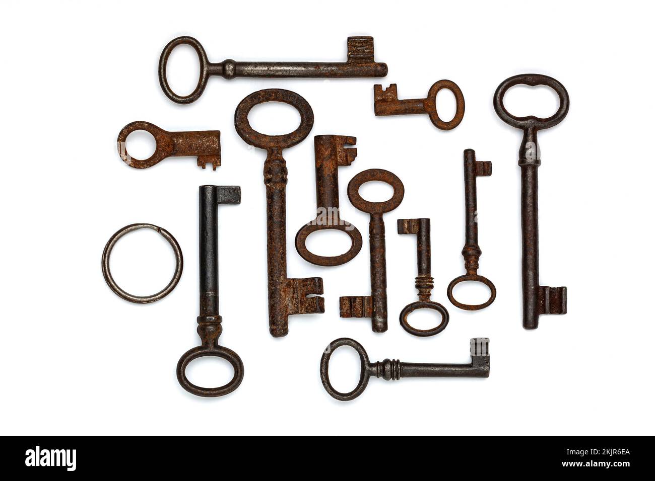 old keys set isolated on a white background Stock Photo - Alamy